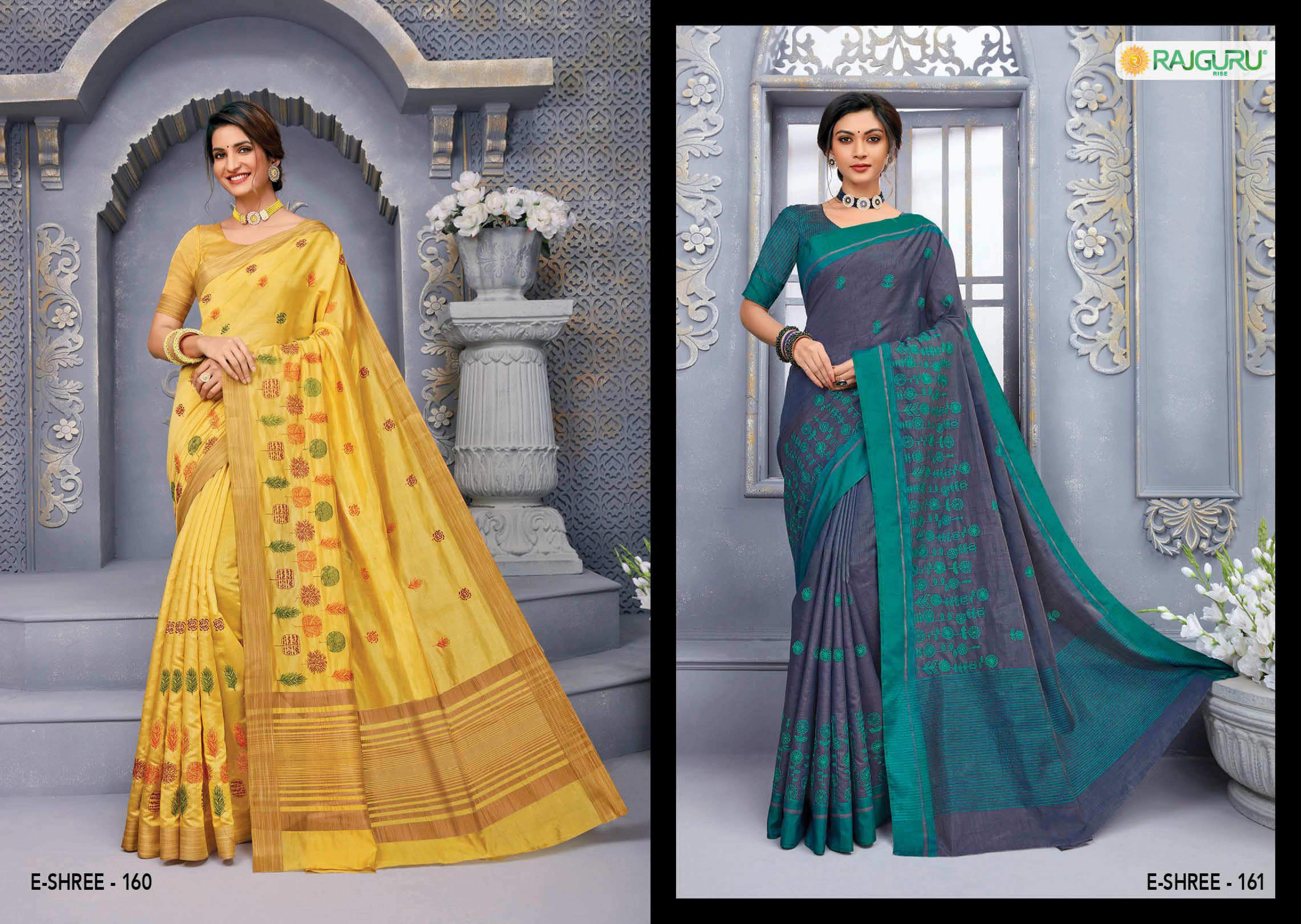 RAJGURU PRESENTS SHREE VOL-2 COTTON SILK WITH EMBROIDREIRD WORK SAREES ...