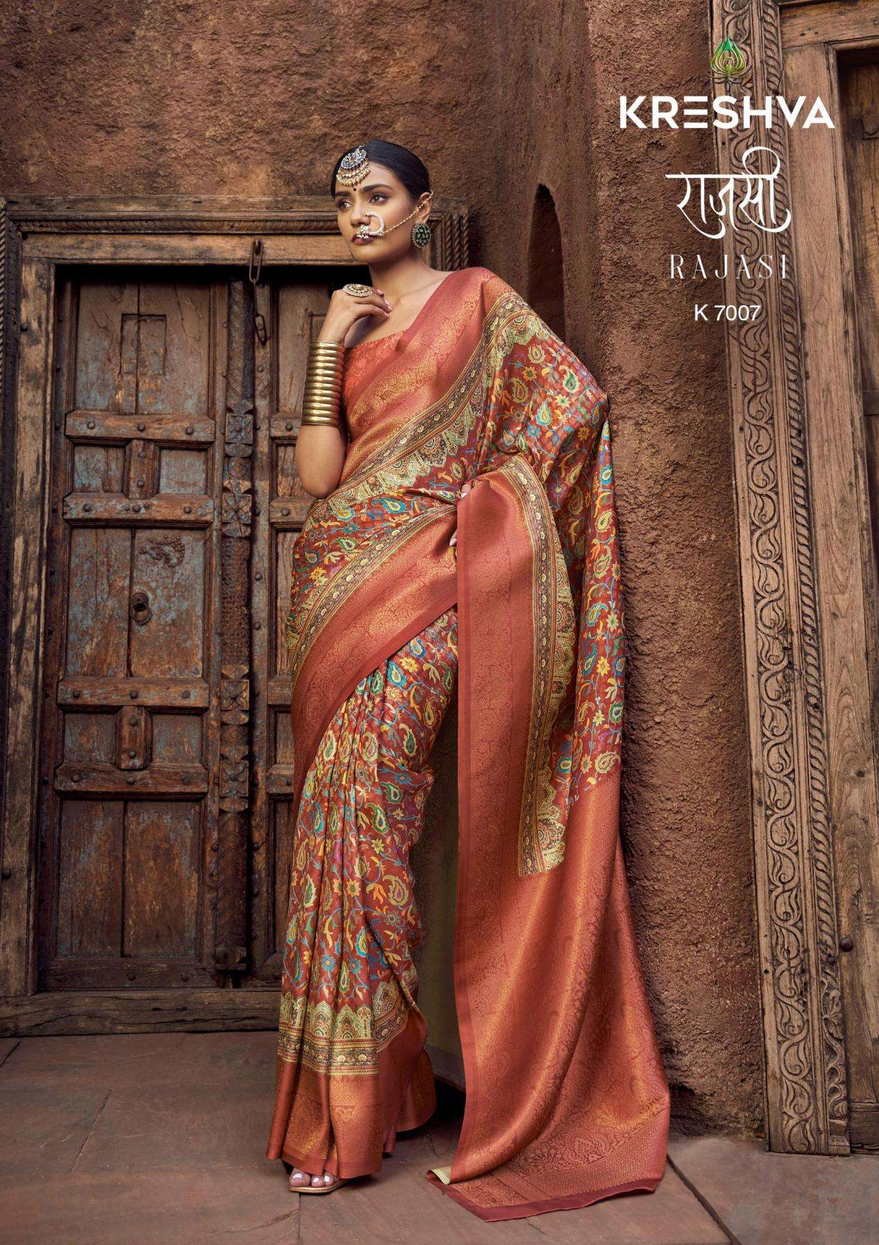 Kreshva Presents Rajasi Festive Wear Sarees Catalog Wholesaler And Exporter
