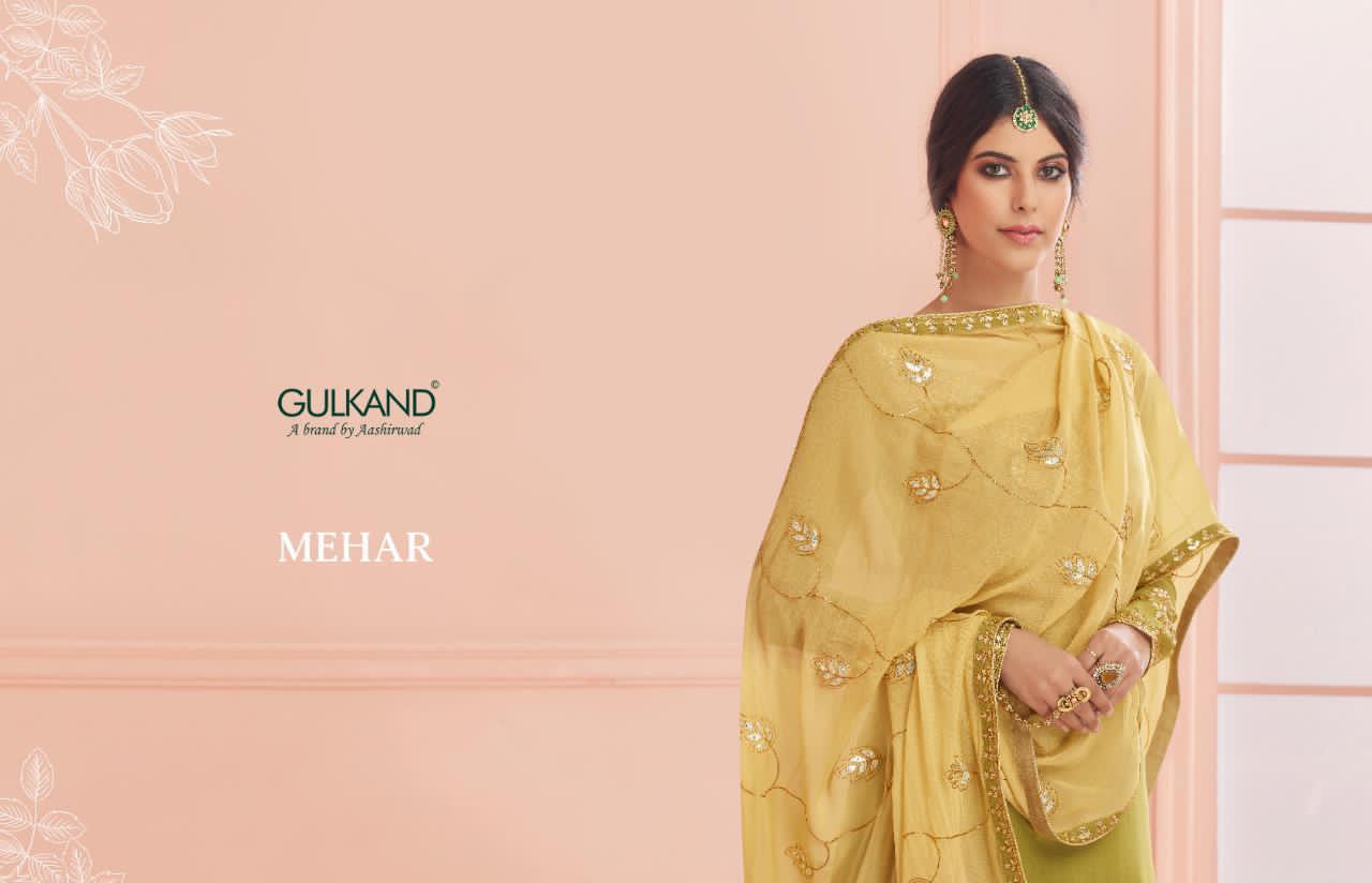 Aashirwad Presents Mehar Georgette Heavy Designer Straight Salwar ...